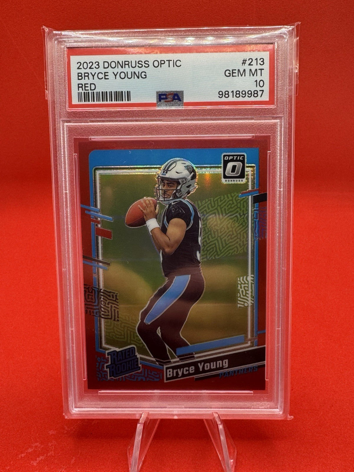 2023 Donruss Optic #213 Bryce Young Red /99 PSA GEM MINT 10 Carolina P ...